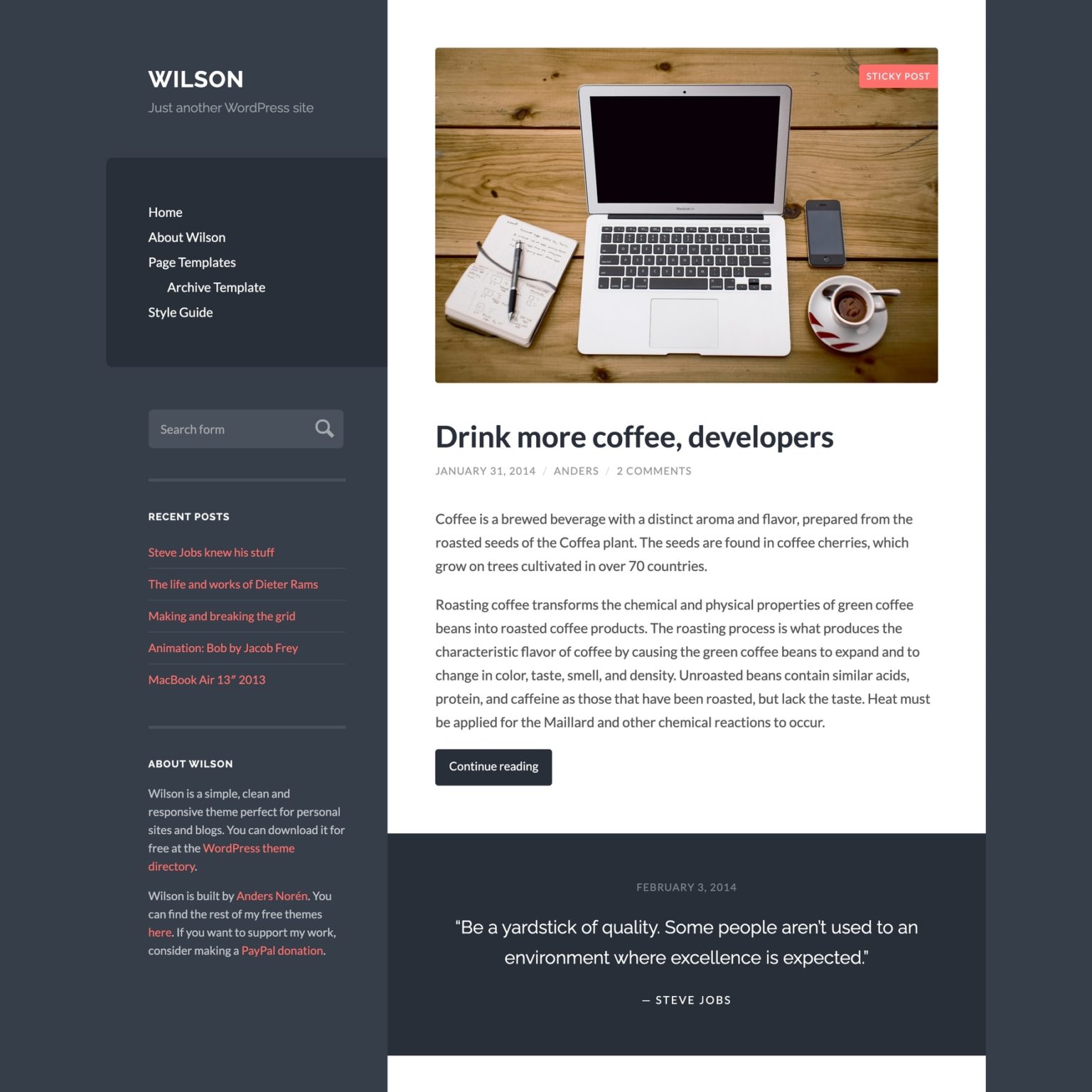 Wilson WordPress Theme – Anders Norén